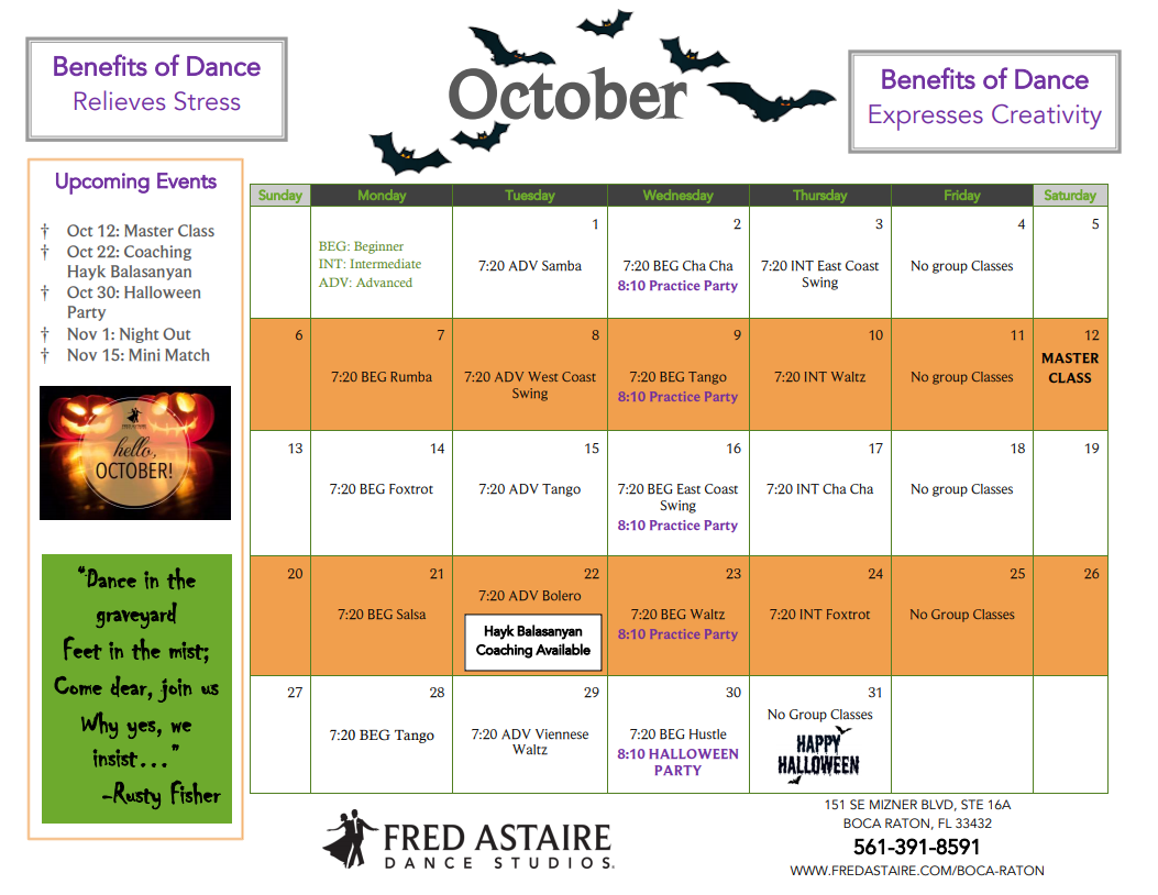 Event Calendar | Fred Astaire Dance Studios of Boca Raton