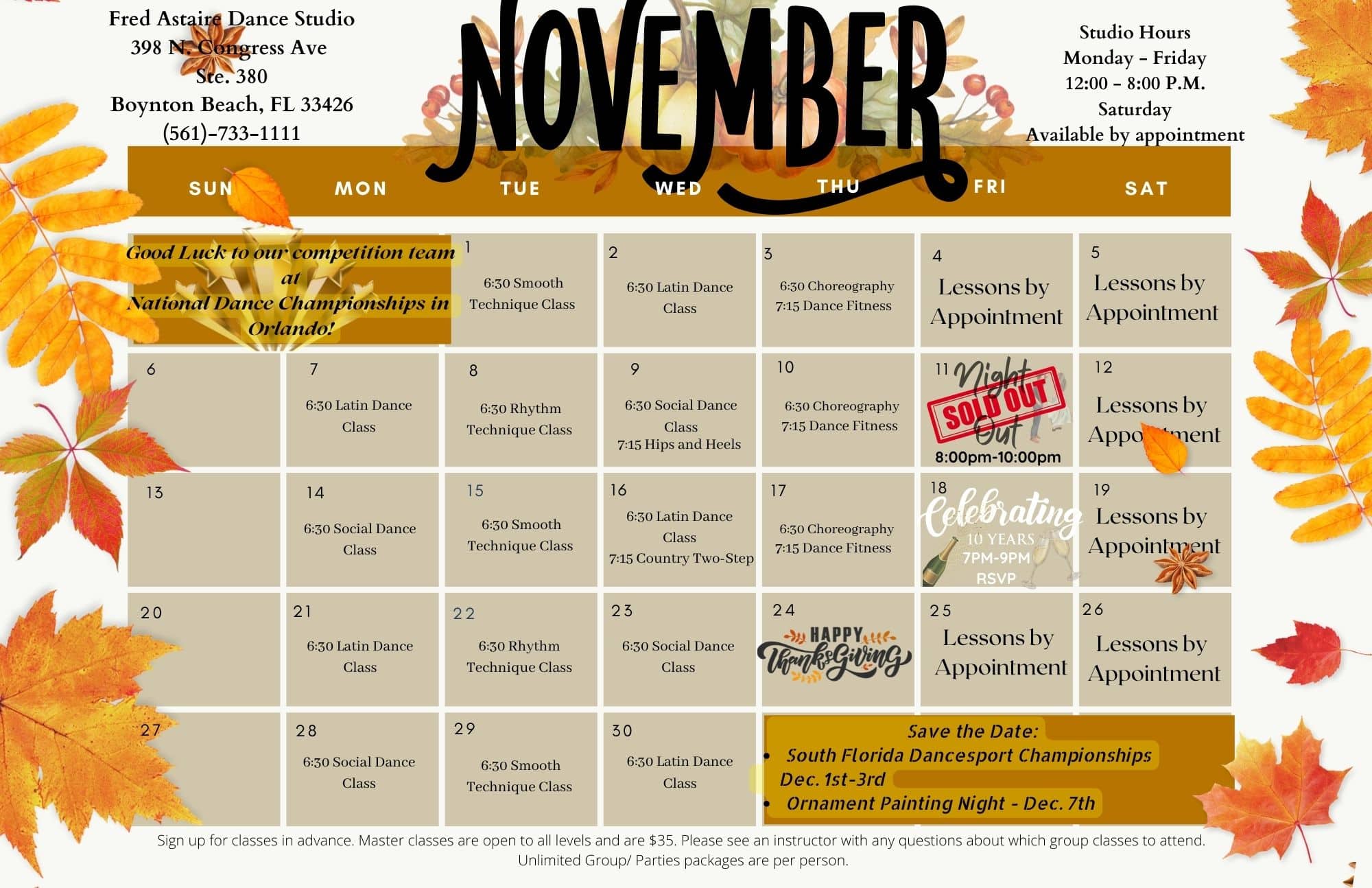 Our Dance Calendar - Boynton Beach