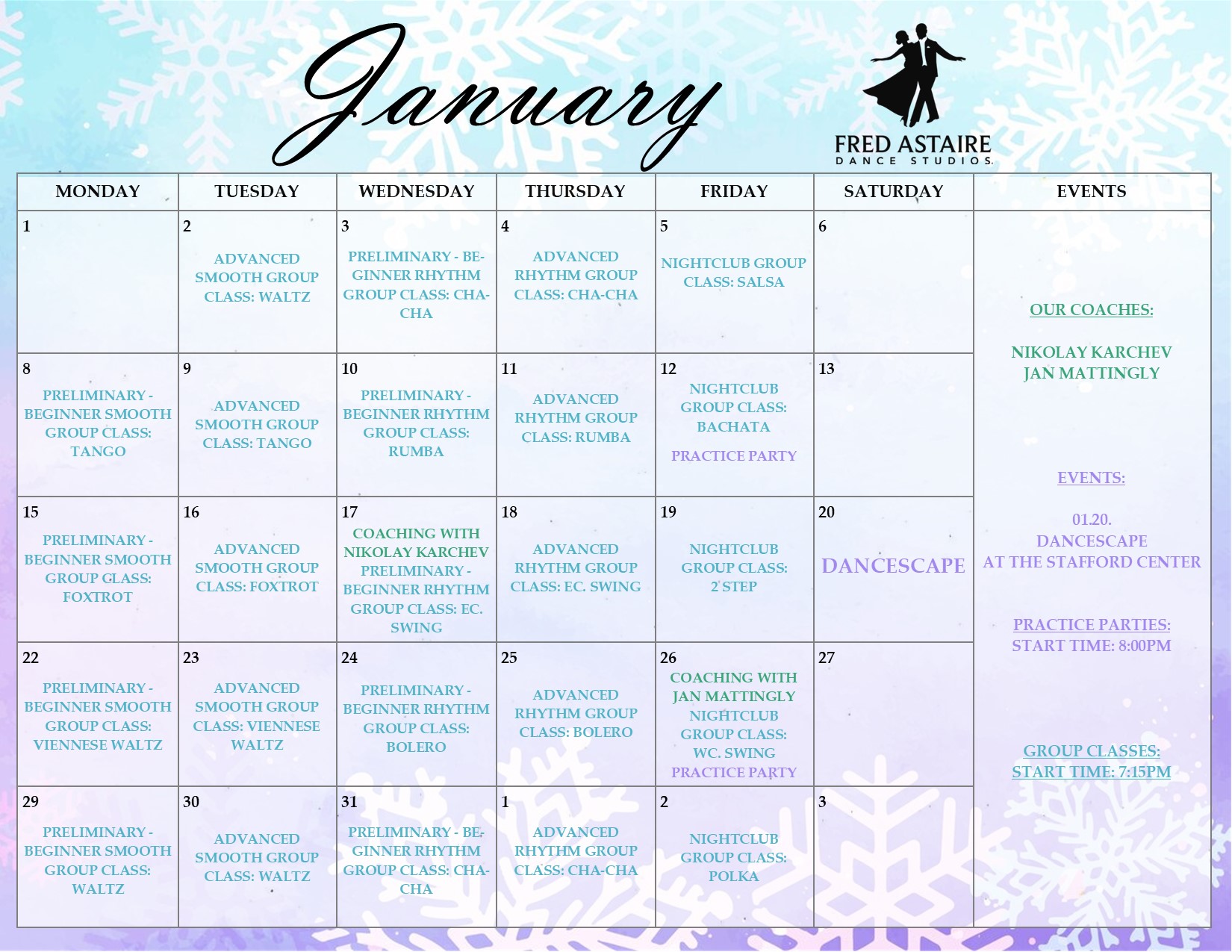 Champions Dance Calendar - Houston Champions