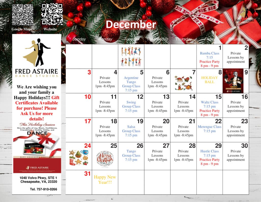 Our Dance Calendar - Studio Template
