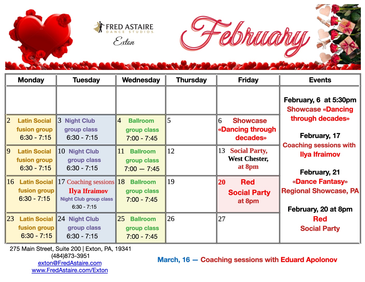 Our Dance Calendar - Exton