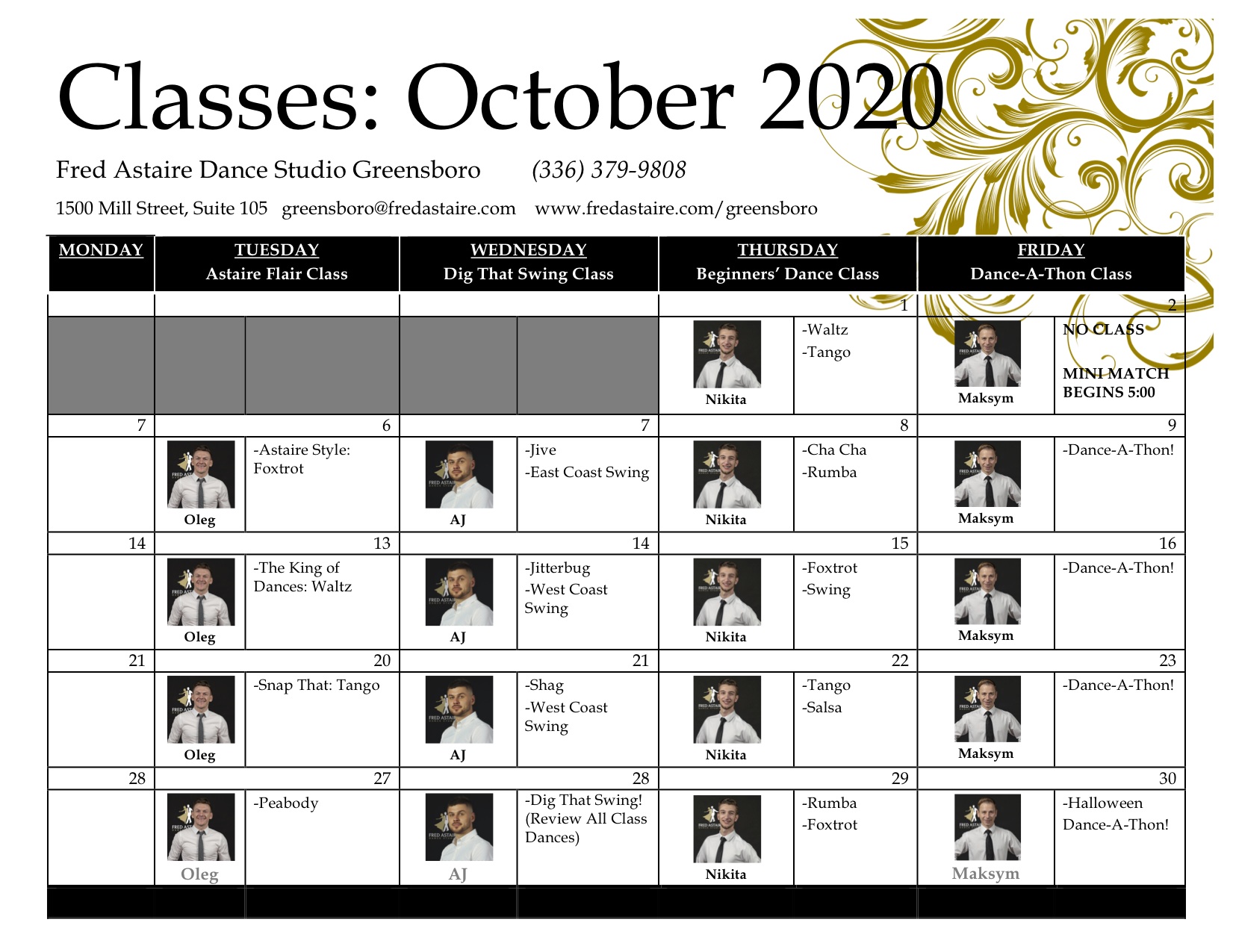 Event Calendar | Fred Astaire Dance Studios of Greensboro