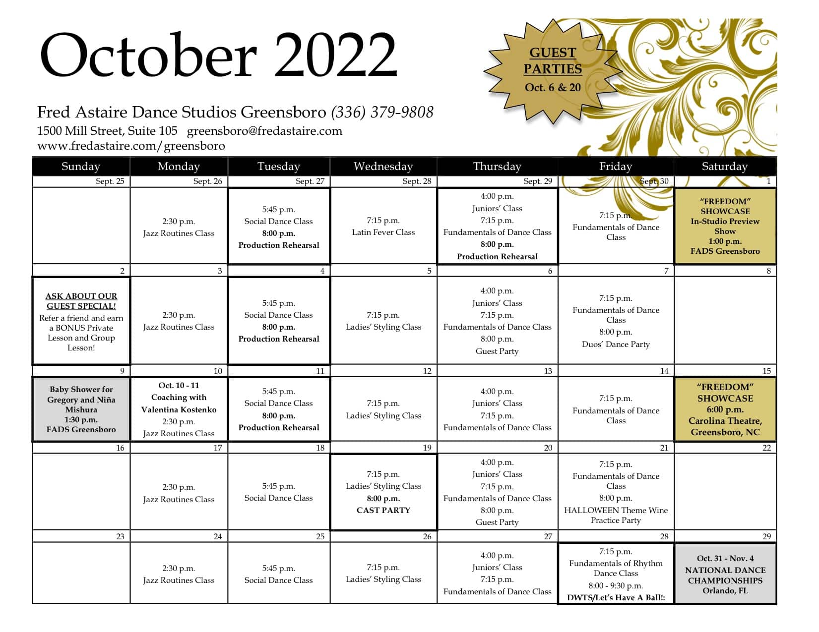 Our Dance Calendar – Greensboro