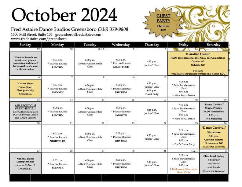 Our Dance Calendar - Greensboro