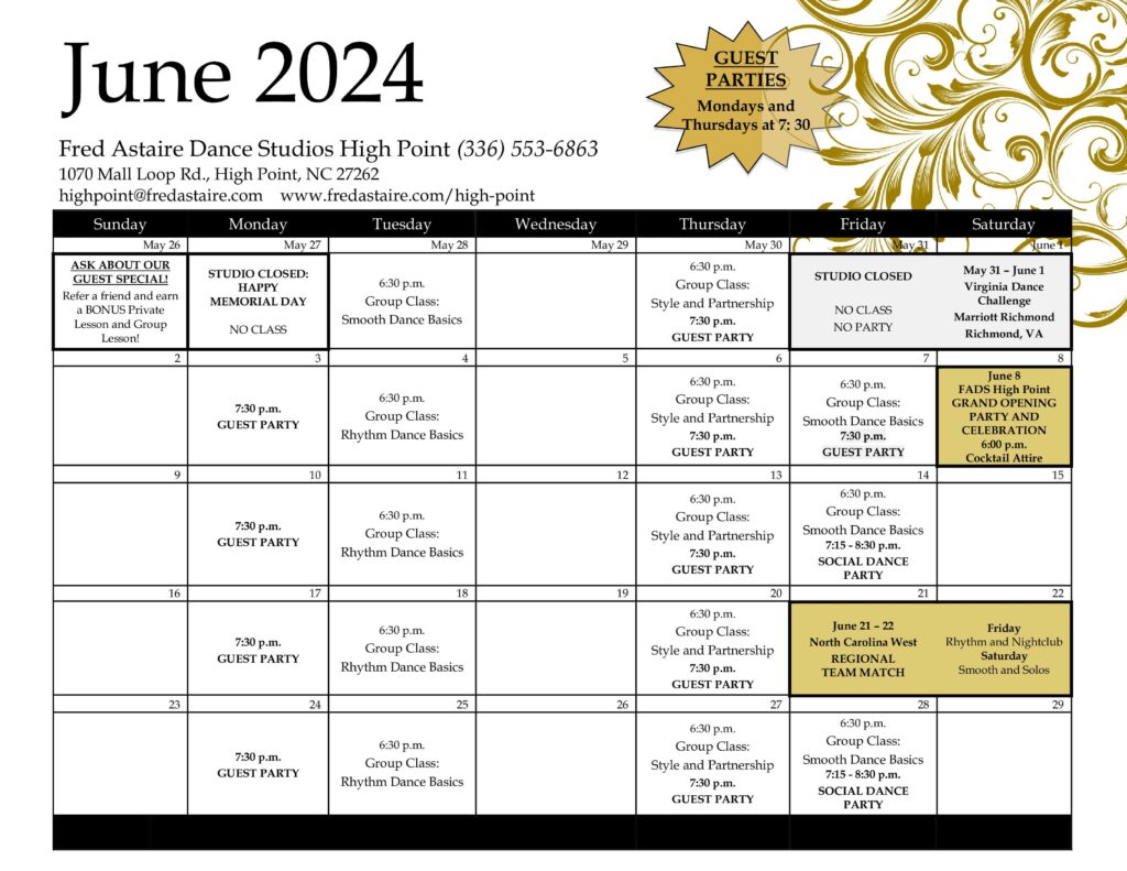 Our Dance Calendar - High Point
