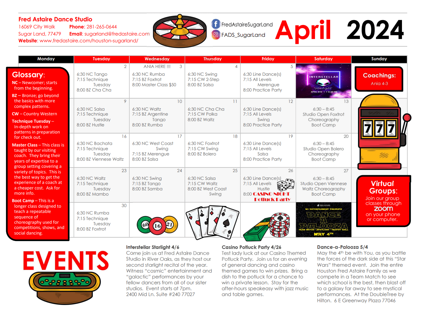 Our Dance Calendar - Houston Sugarland