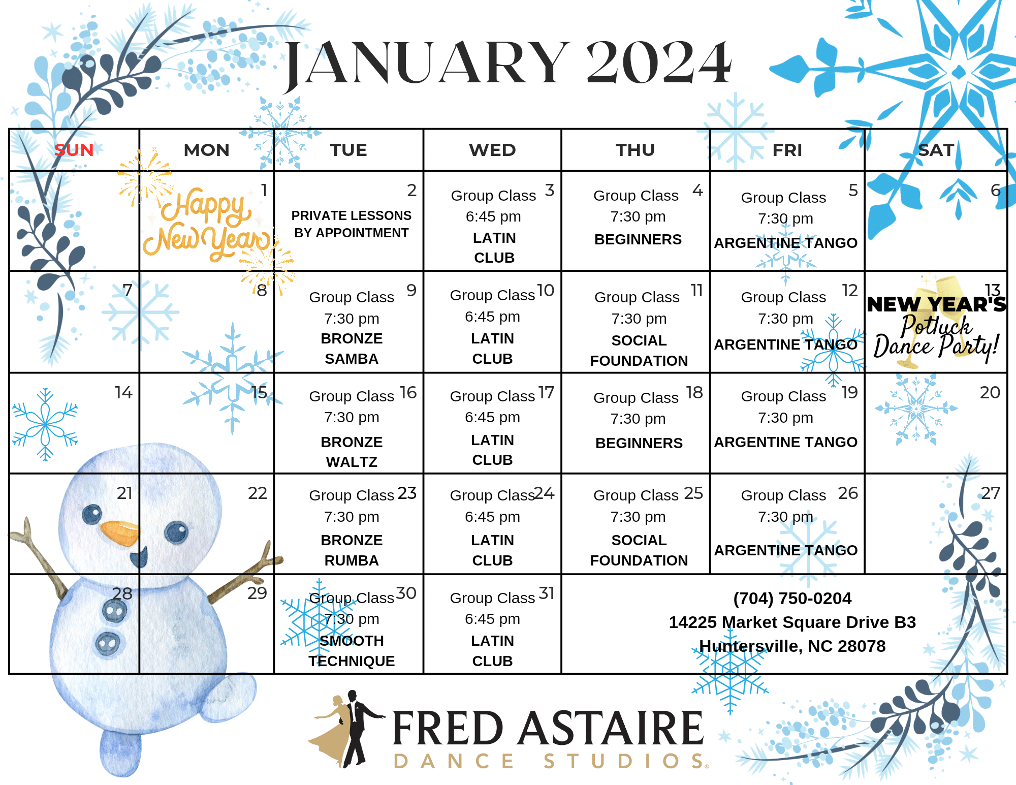 Our Dance Calendar - Huntersville