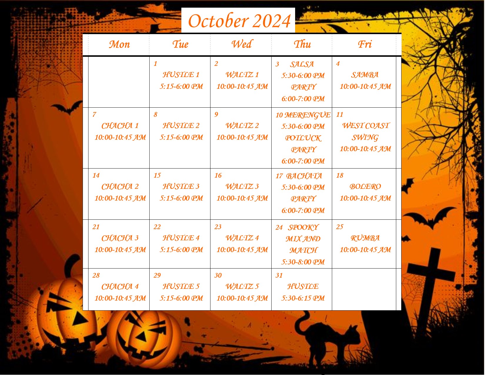 Our Dance Calendar - Jupiter