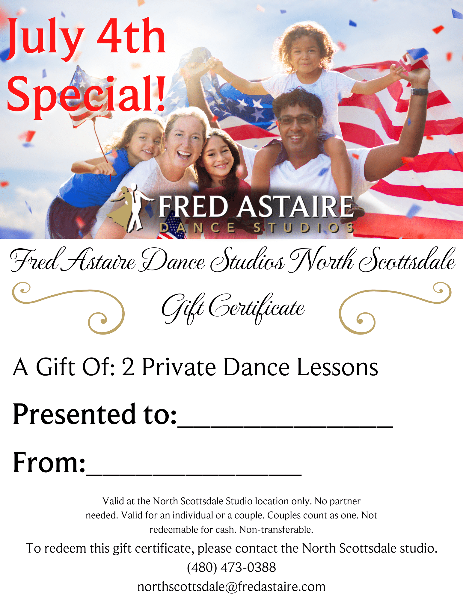 Print out your July 4th Gift Certificate here! - North Scottsdale