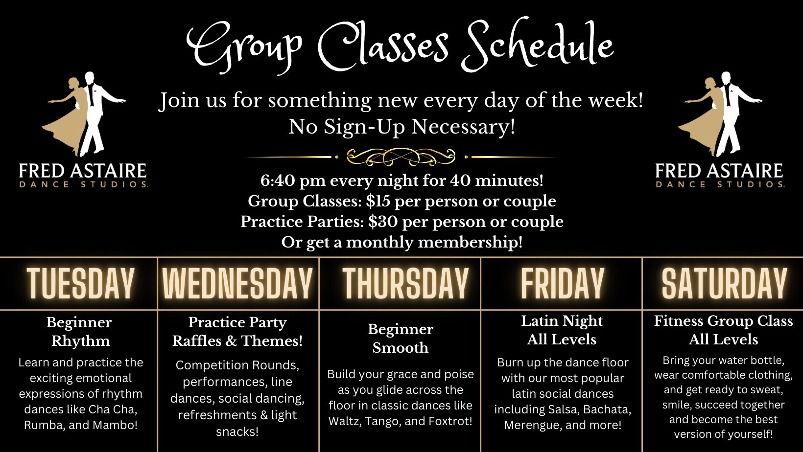 Our Weekly Group Class Schedule - Oro Valley