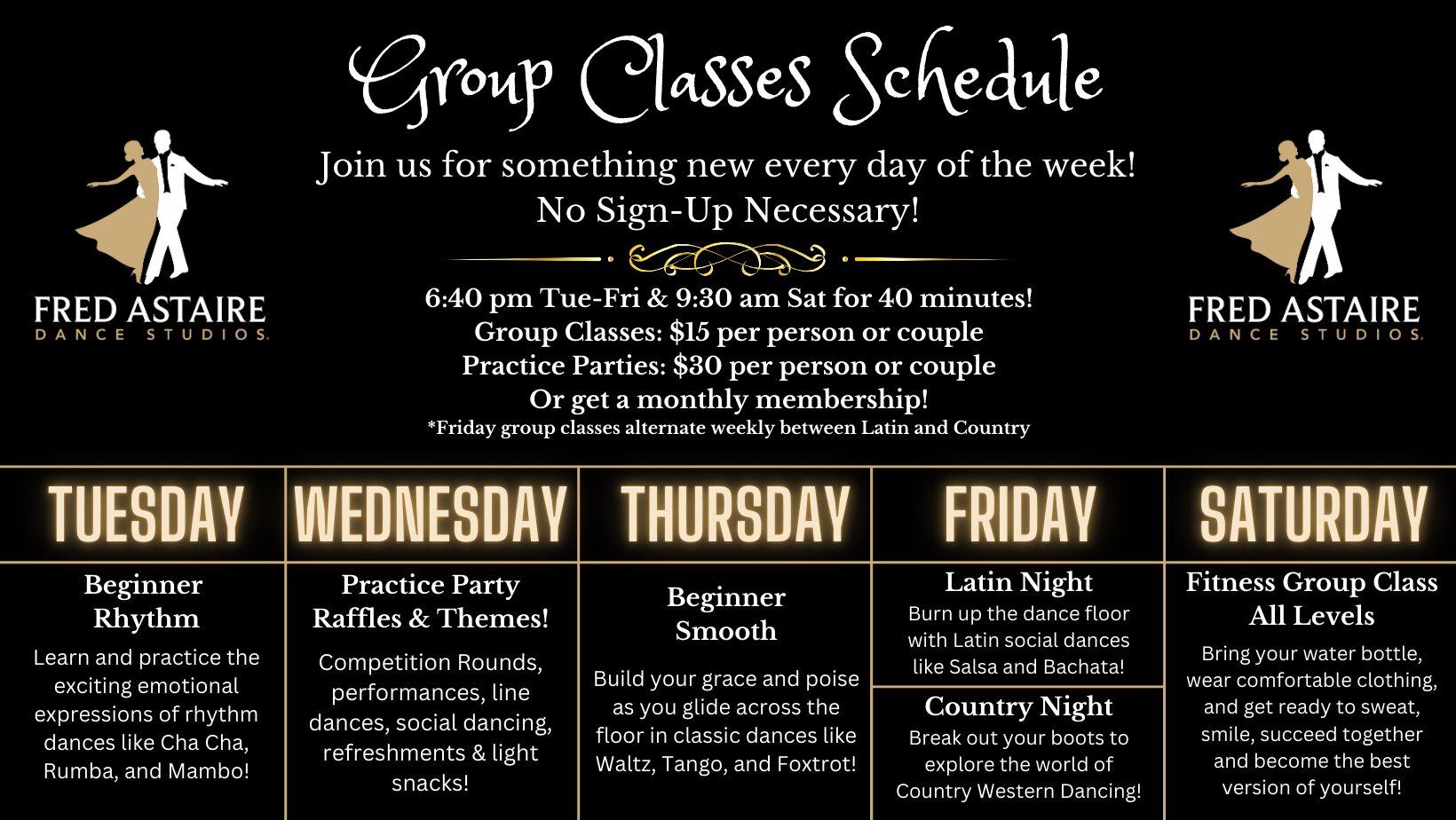 Our Weekly Group Class Schedule - Oro Valley