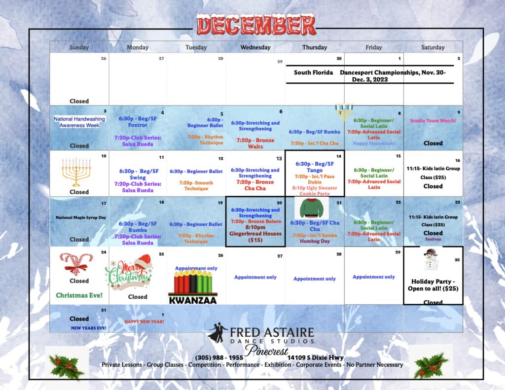 Our Dance Calendar - Pinecrest