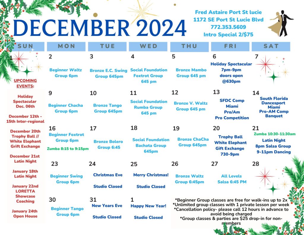 Our Dance Calendar - Port-St-Lucie