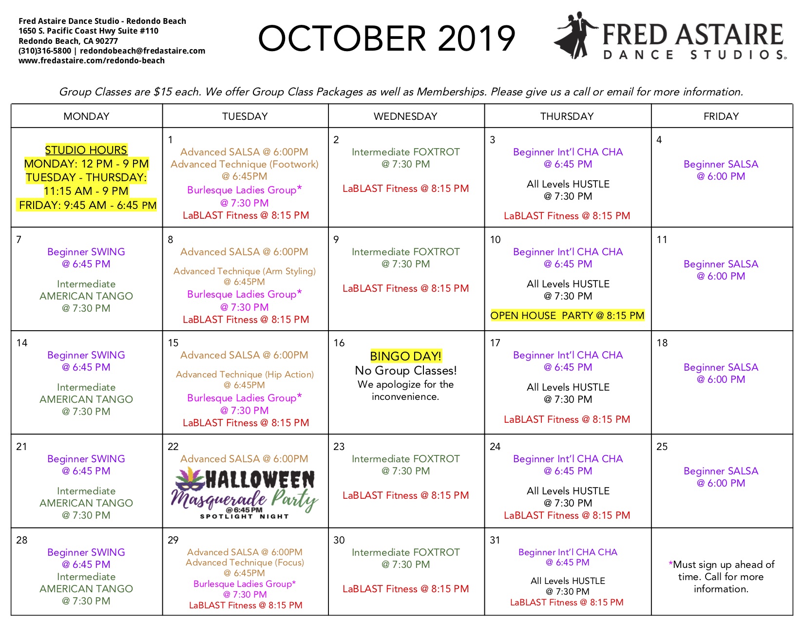Event Calendar | Fred Astaire Dance Studios of Redondo Beach