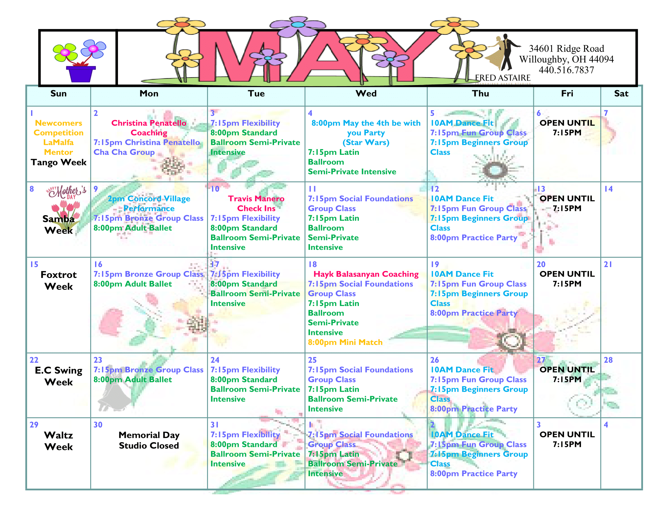 Event Calendar | Fred Astaire Dance Studios of Willoughby